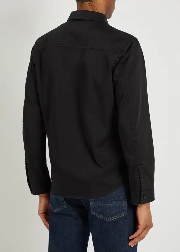 Stone Island Classic Logo Stretch-cotton Overshirt - Black