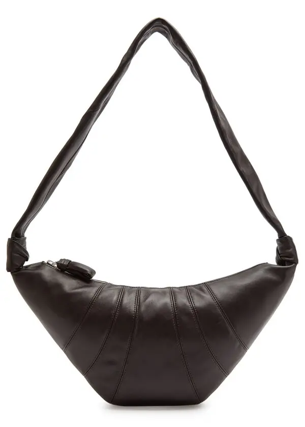 LEMAIRE Croissant Medium Grained Leather Shoulder Bag - Chocolate