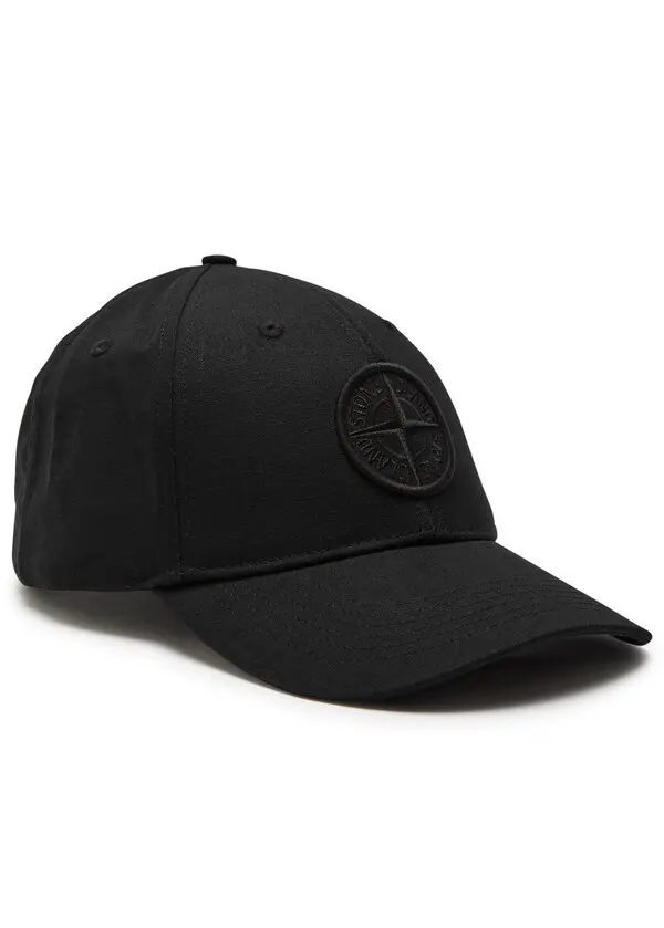 Stone Island Logo-embroidered Cotton Cap - Black