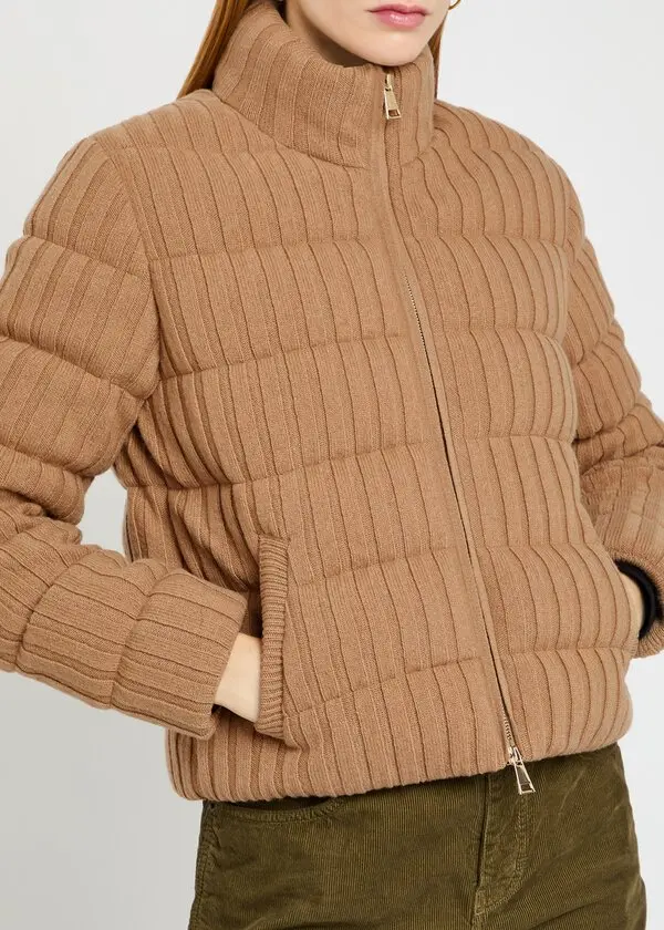 Moncler Padded Wool And Cashmere-blend Jacket - Beige