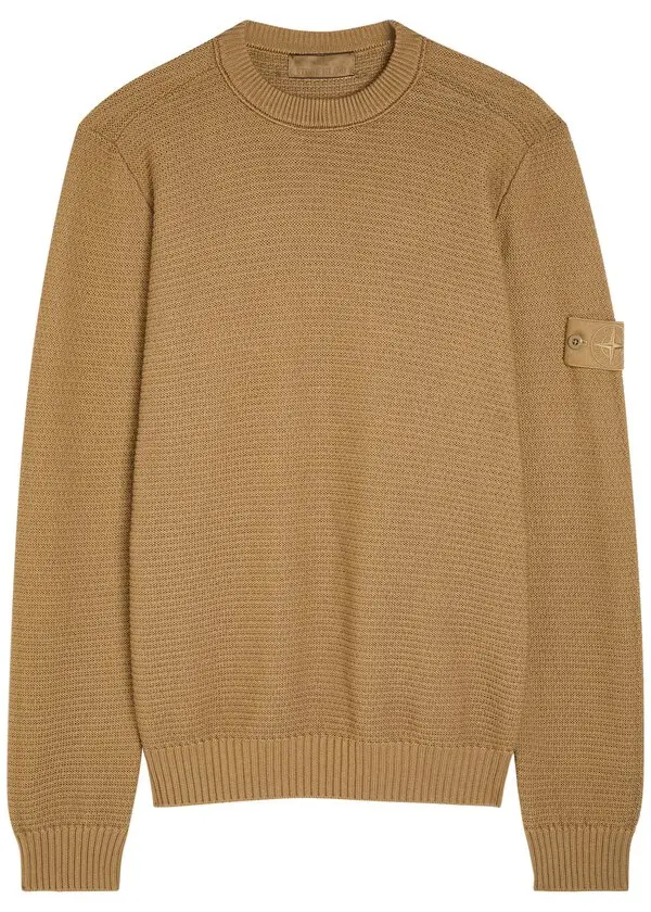 Stone Island Cotton And Cashmere-blend Jumper - Beige