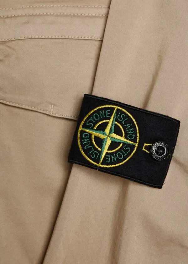 Stone Island Logo-appliquéd Stretch-cotton Overshirt - Sand