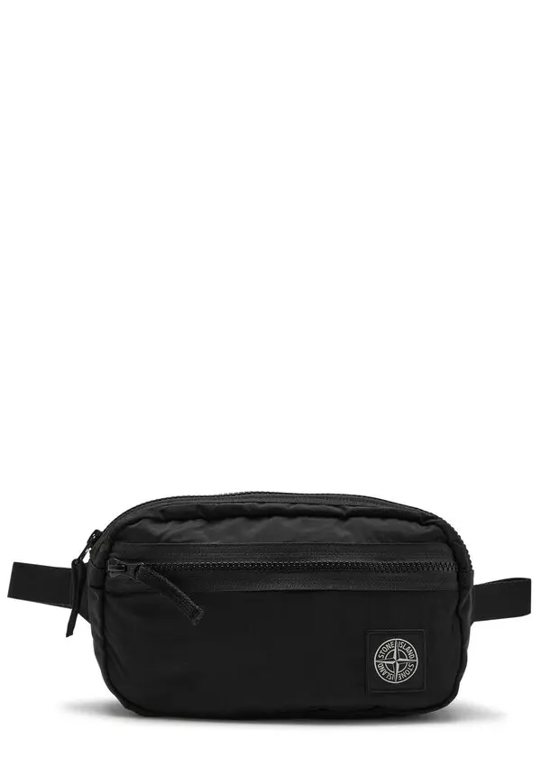 Stone Island Logo-appliquéd Belt Bag - Black