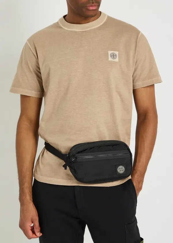 Stone Island Logo-appliquéd Belt Bag - Black