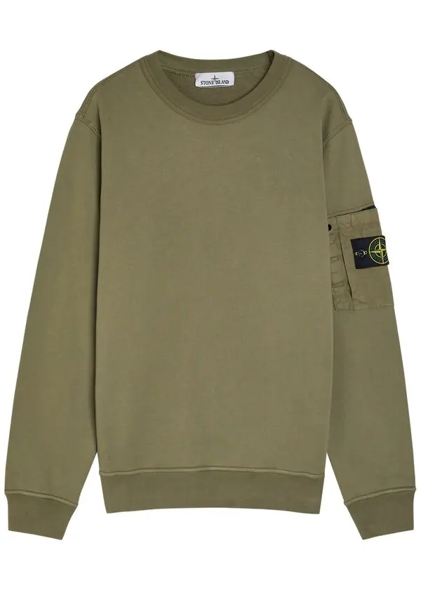 Stone Island Logo Cotton Sweatshirt - Green