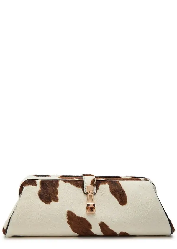 Gabriela Hearst Paola Cow-print Calf-hair Clutch