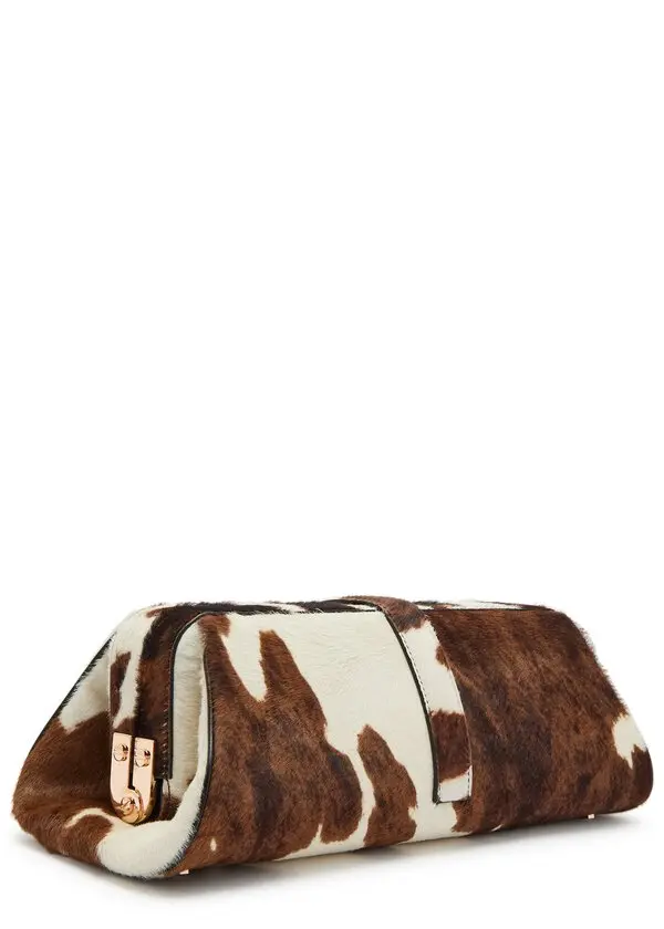 Gabriela Hearst Paola Cow-print Calf-hair Clutch