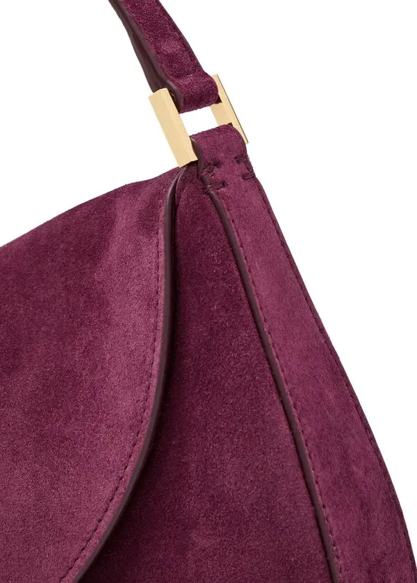 Savette Tondo Small Suede Shoulder Bag - Plum
