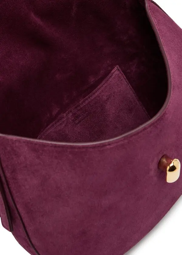 Savette Tondo Small Suede Shoulder Bag - Plum
