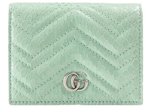 Gucci Marmont Card Case Wallet Gg - Pastel Green