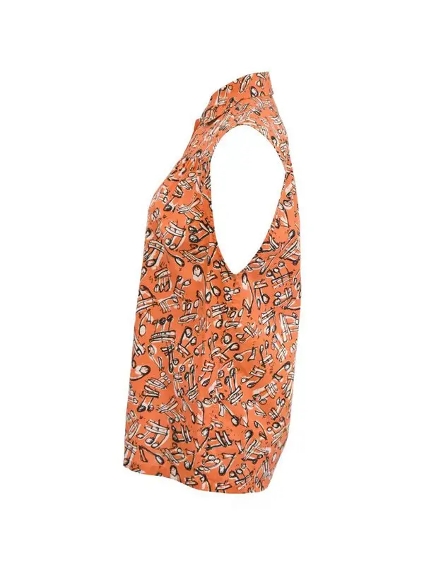 Miu Miu Musical-notes Printed Sleeveless Shirt