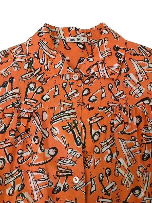 Miu Miu Musical-notes Printed Sleeveless Shirt
