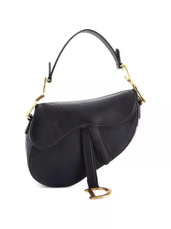 Dior Saddle Handbag Leather Mini Shoulder Bag - Black