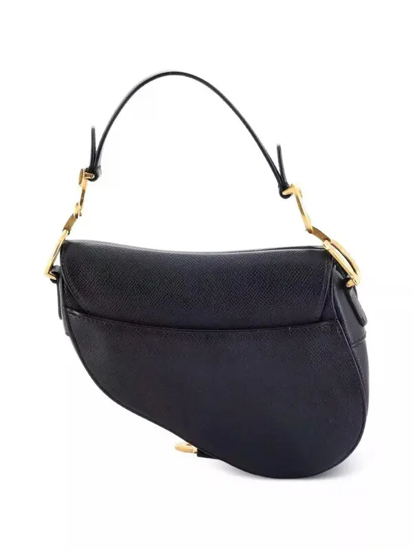 Dior Saddle Handbag Leather Mini Shoulder Bag - Black