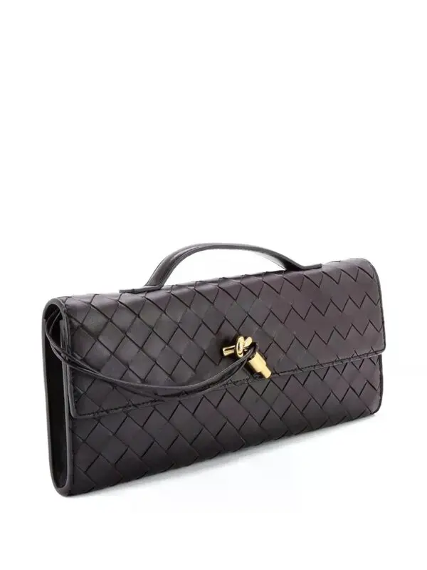 Bottega Veneta Andiamo Top Handle Intrecciato Nappa Long Clutch - Brown