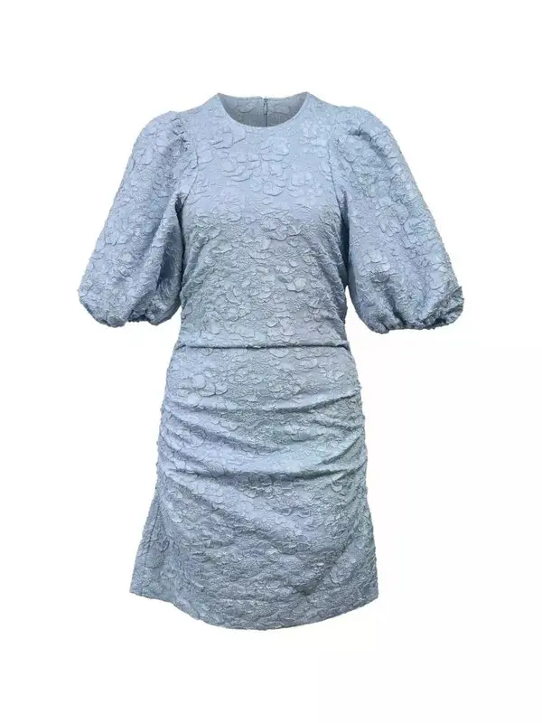 GANNI Cloqué Puff-sleeve Mini Dress