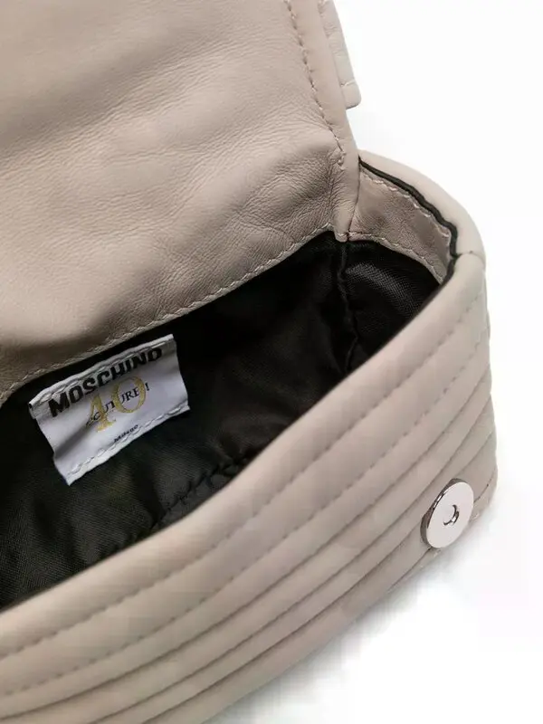 Moschino Mini Biker Leather Bag - Neutrals