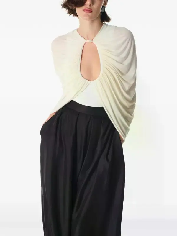 MANURI Draped Blouse With Cut-out Detail - Neutrals