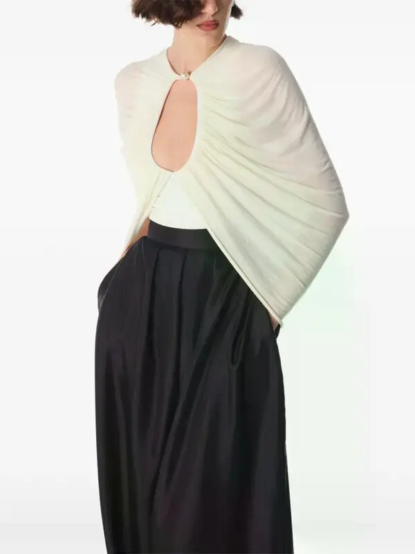 MANURI Draped Blouse With Cut-out Detail - Neutrals