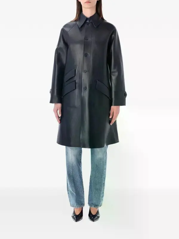 Ralph Lauren Buttoned Leather Coat