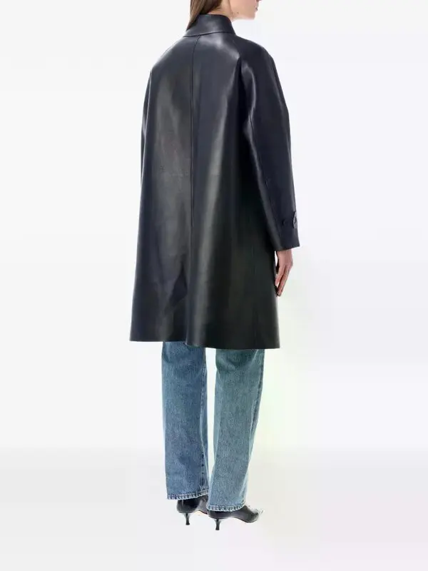 Ralph Lauren Buttoned Leather Coat