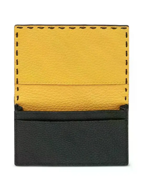 Fendi Stitched Selleria Leather Card Holder