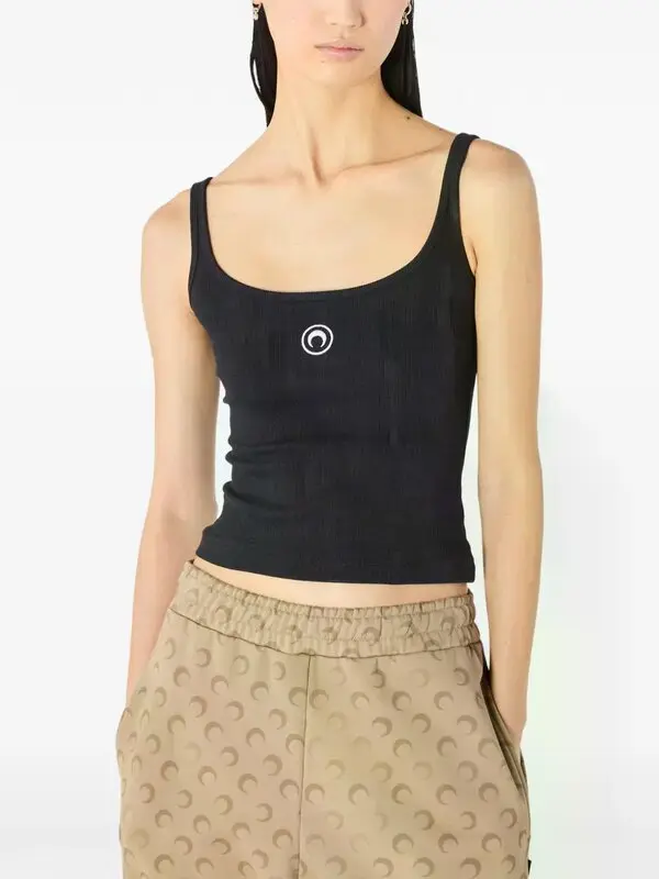 MARINE SERRE Moon Logo Ribbed Tank Top