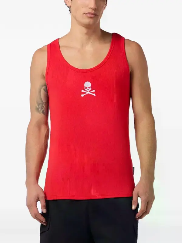 Philipp Plein Ribbed Knit Tank Top With Embroidery