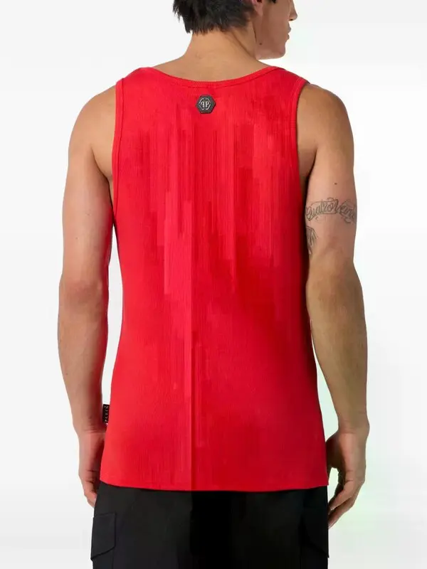 Philipp Plein Ribbed Knit Tank Top With Embroidery