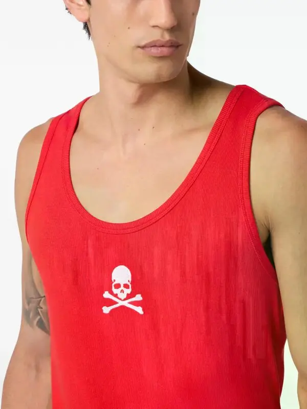 Philipp Plein Ribbed Knit Tank Top With Embroidery