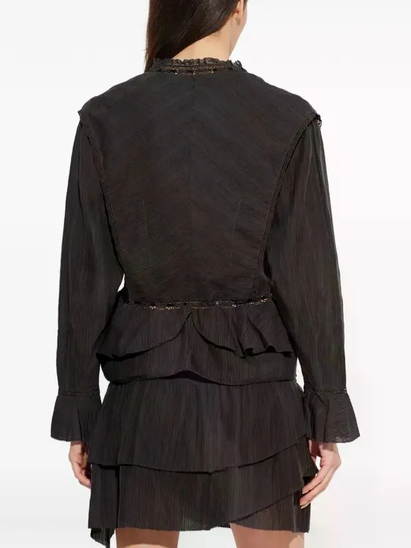 MARANT ETOILE Damienne" Lace Trim V-neck Blouse - Black