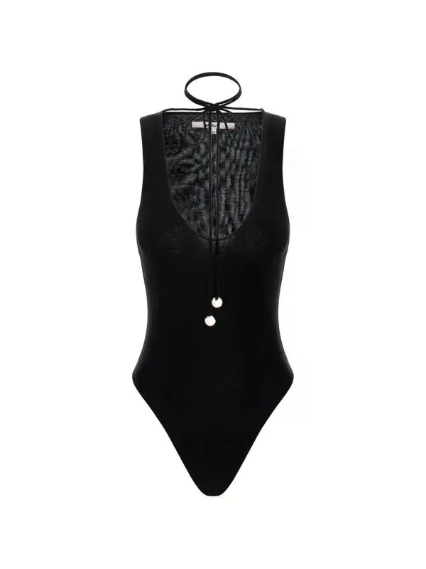 MANURI Tie-detail Bodysuit - Black
