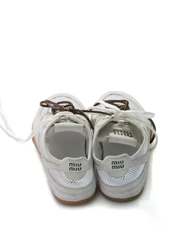Miu Miu Gymnasium Mesh And Suede Lace-up Sneakers - White