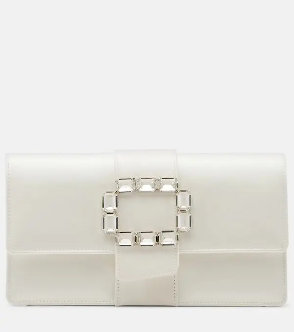 Manolo Blahnik Maycapjou Embellished Satin Clutch - White