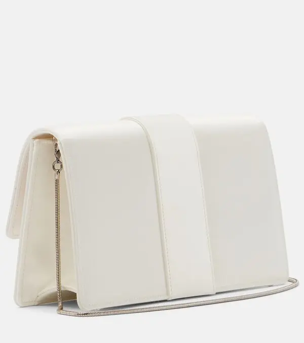 Manolo Blahnik Embellished Satin Clutch - White