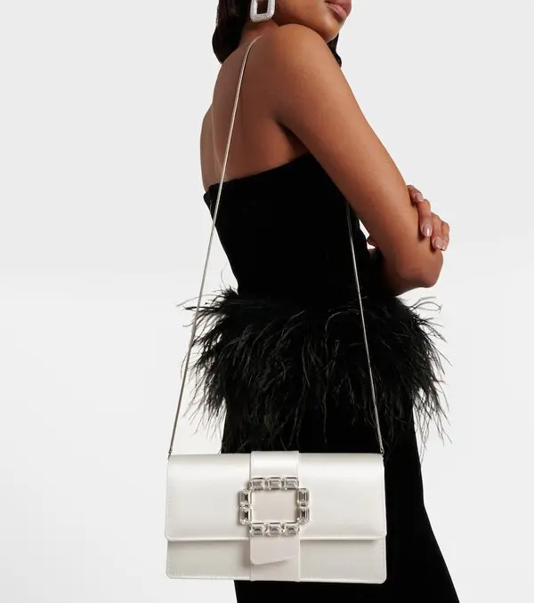 Manolo Blahnik Embellished Satin Clutch - White