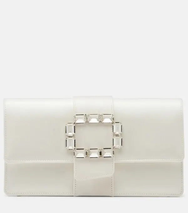 Manolo Blahnik Maycapjou Embellished Satin Clutch - White