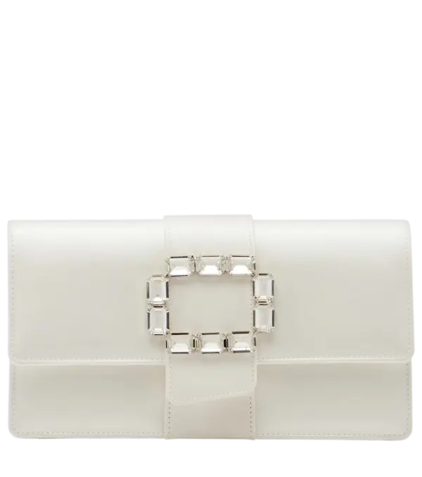 Manolo Blahnik Maycapjou Embellished Satin Clutch - White