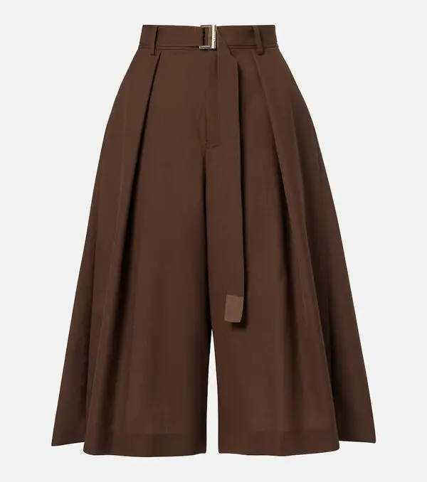 Sacai Pleated Belted Shorts - Brown