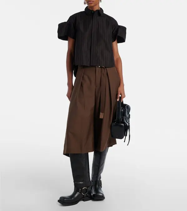 Sacai Pleated Belted Shorts - Brown