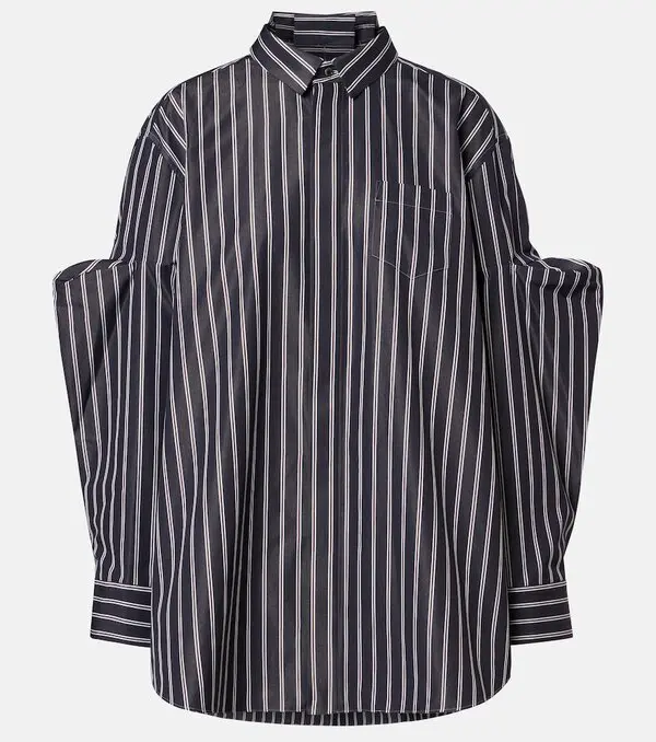 Sacai Striped Oversized Cotton-blend Shirt - Blue