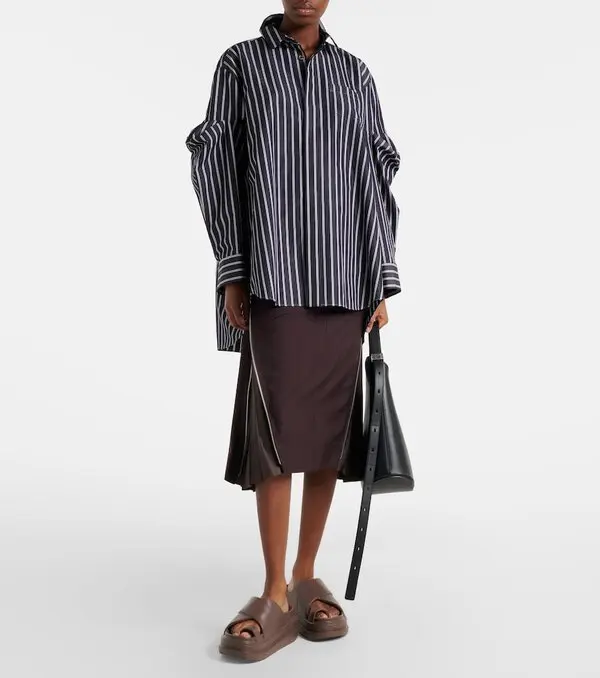 Sacai Striped Oversized Cotton-blend Shirt