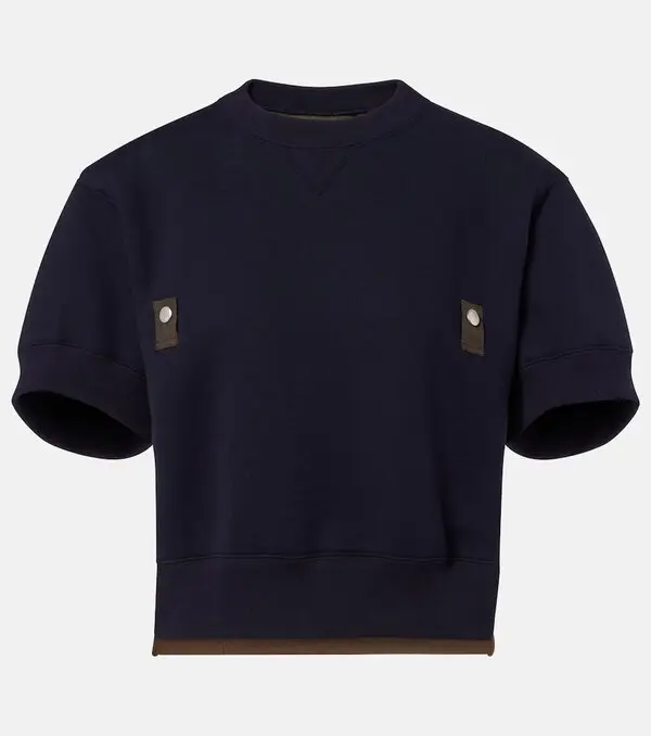 Sacai Cotton-blend And Twill Sweatshirt - Blue