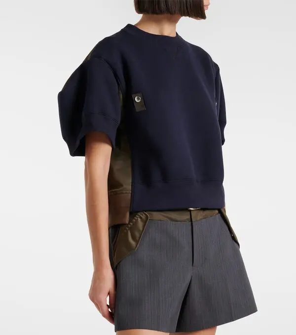 Sacai Cotton-blend And Twill Sweatshirt