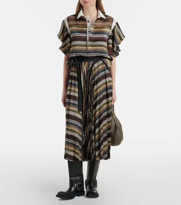 Sacai Striped Midi Skirt - Multicoloured