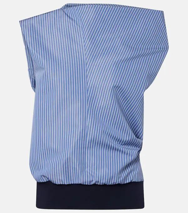 Sacai Striped Cotton-blend Top - Blue