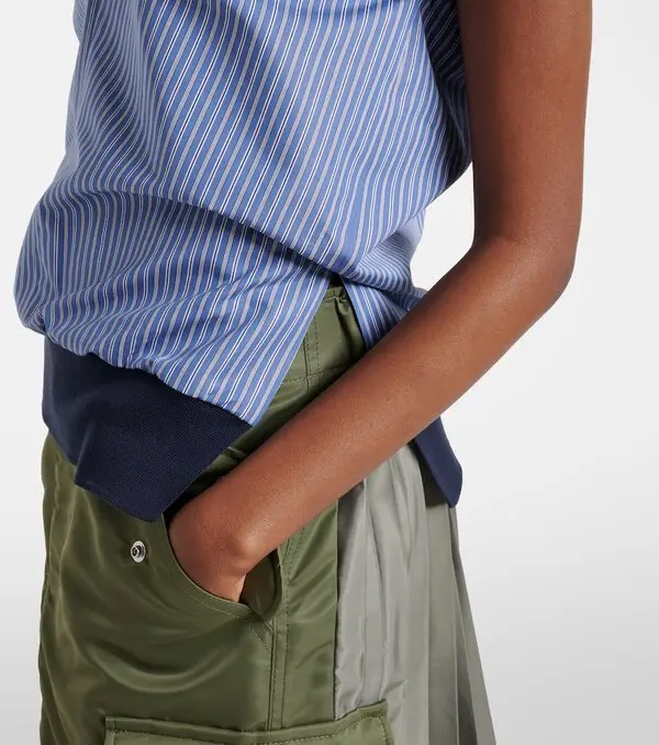 Sacai Striped Cotton-blend Top - Blue