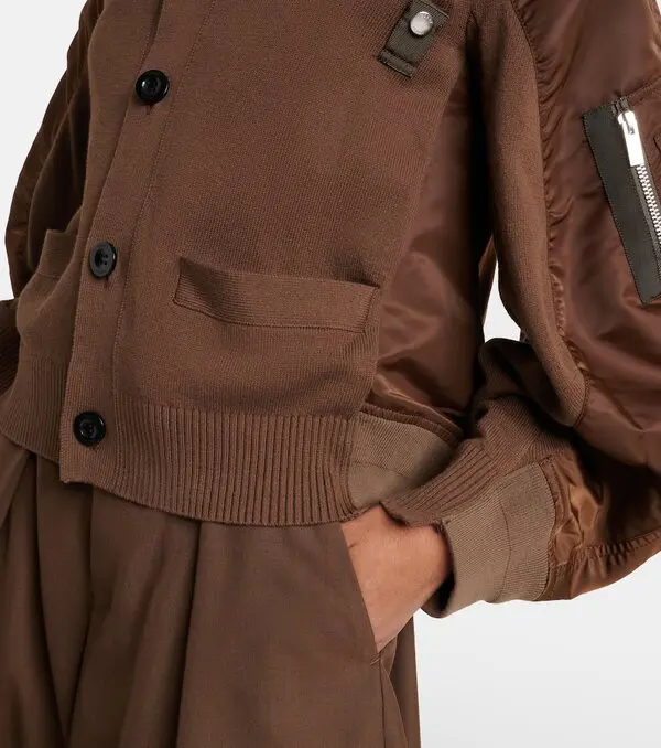 Sacai Cotton-blend And Twill Cardigan