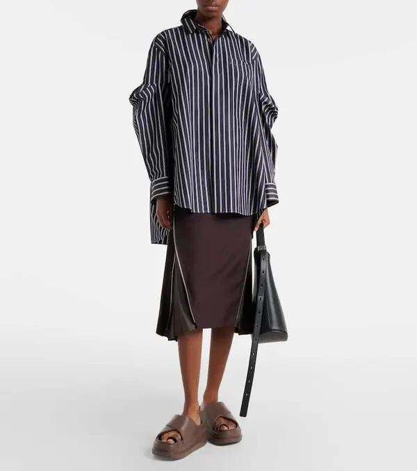 Sacai Striped Oversized Cotton-blend Shirt - Blue