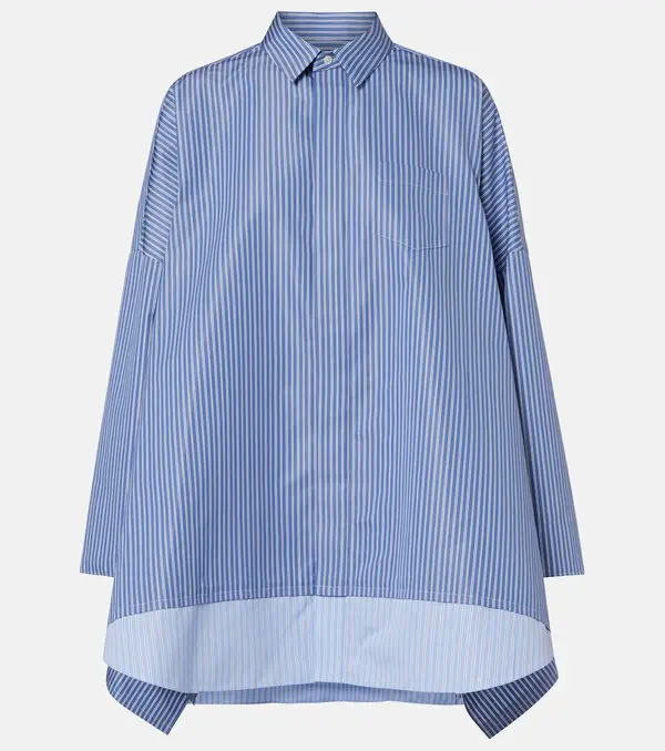Sacai Striped Oversized Cotton-blend Shirt - Blue